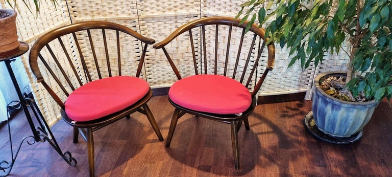 Pair of Ercol 451 Low Fireside Cowhorn Armchairs Chairs For Sale at 1stDibs