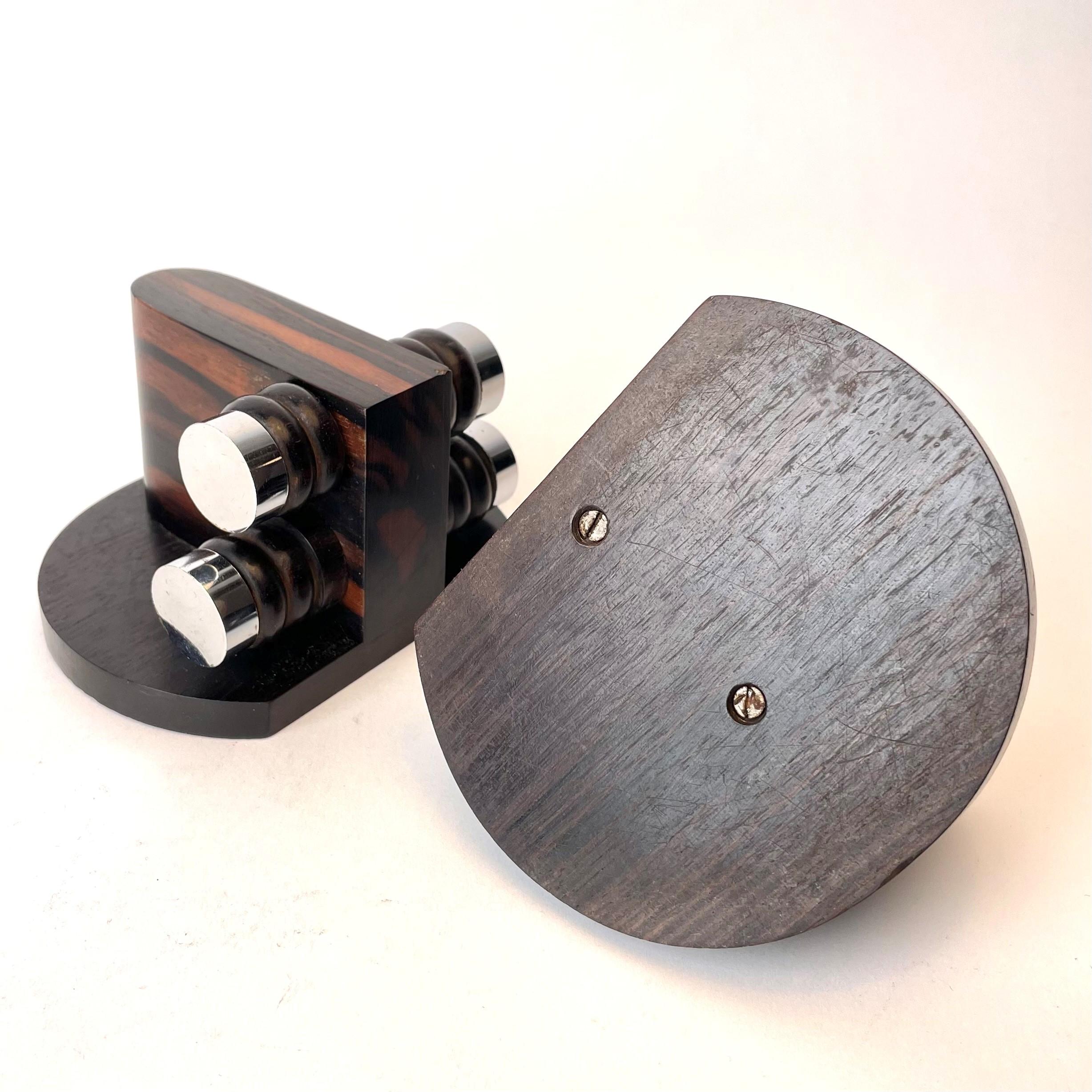 Pair of Extreme Art Deco Bookends in Macassar, 1920s For Sale at 1stDibs