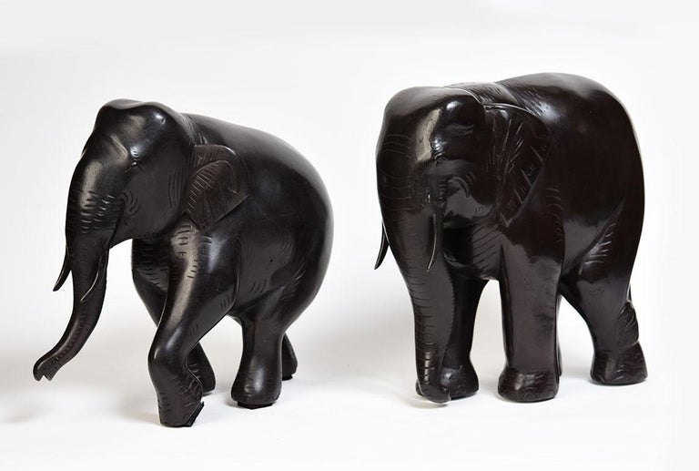 Pair of Finely Cast Asian Bronze Walking Elephant Animal Statues For ...