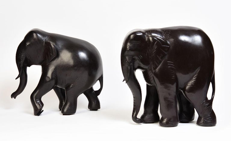 Pair of Finely Cast Asian Bronze Walking Elephant Animal Statues For ...