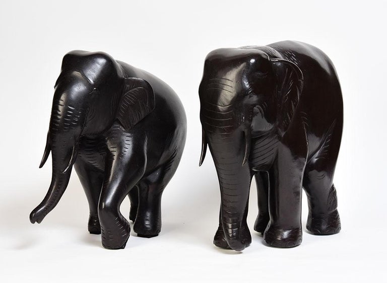 Pair of Finely Cast Asian Bronze Walking Elephant Animal Statues For ...
