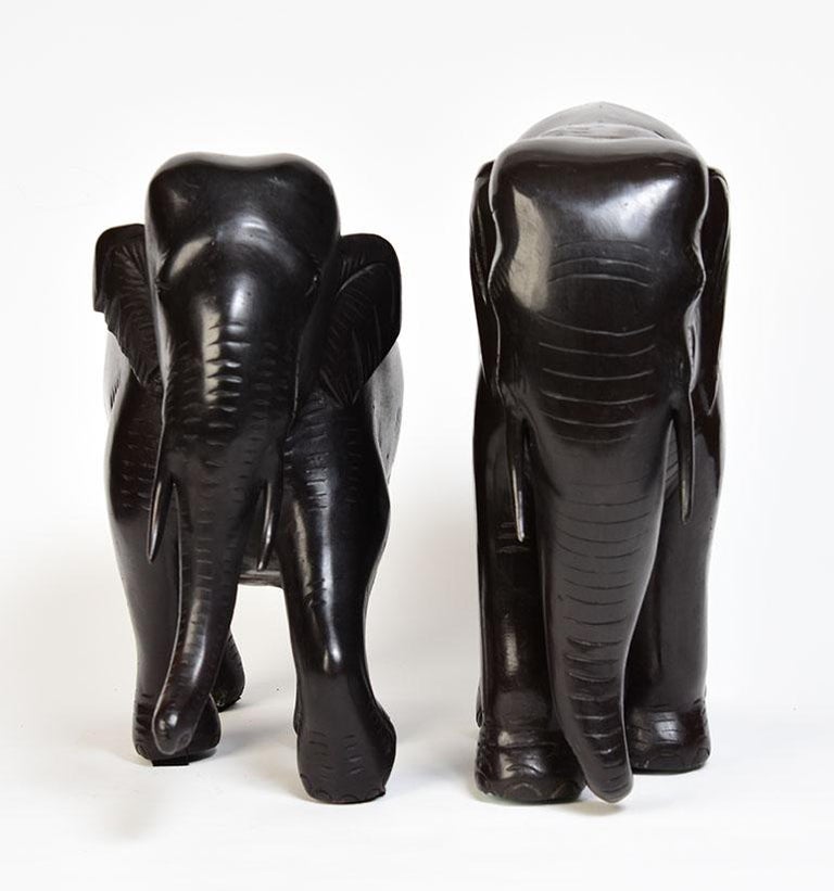 Pair of Finely Cast Asian Bronze Walking Elephant Animal Statues For ...