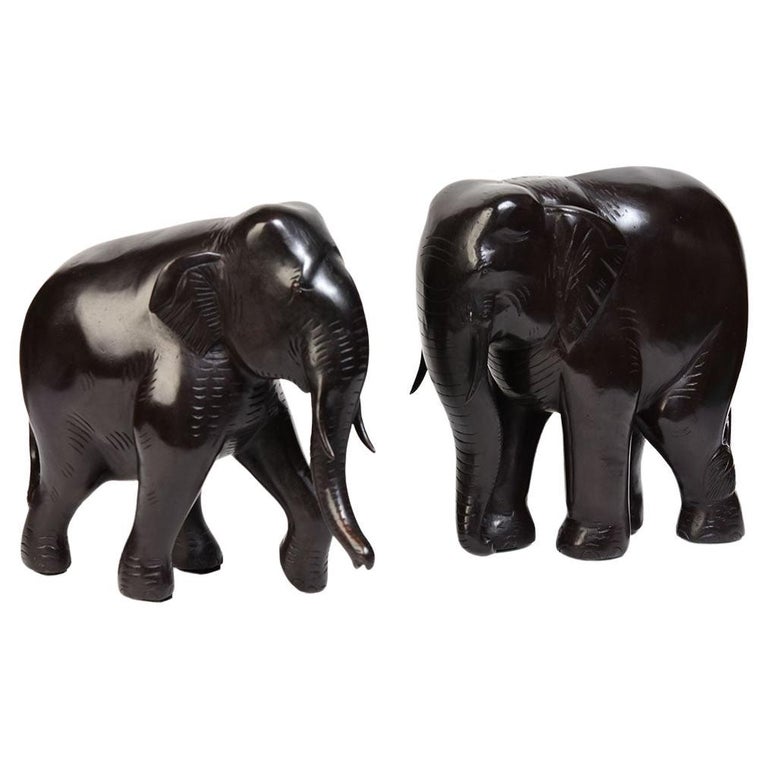 Pair of Finely Cast Asian Bronze Walking Elephant Animal Statues For ...