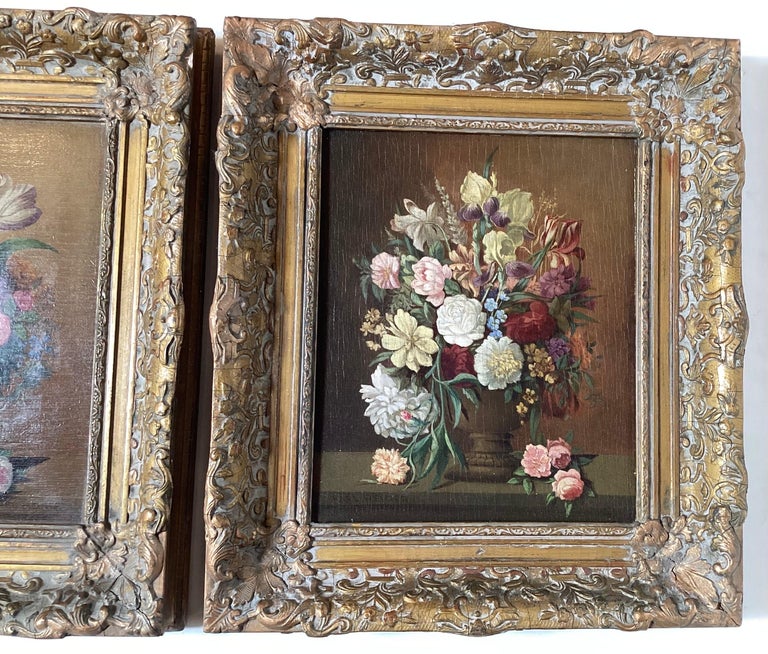 Pair of Flemish Style Floral Still Lifes by Karl Heiner For Sale at 1stDibs