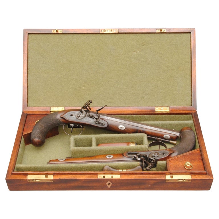 Pair of Flintlock Dueling Pistols by Harcourt of Ipswich at 1stDibs