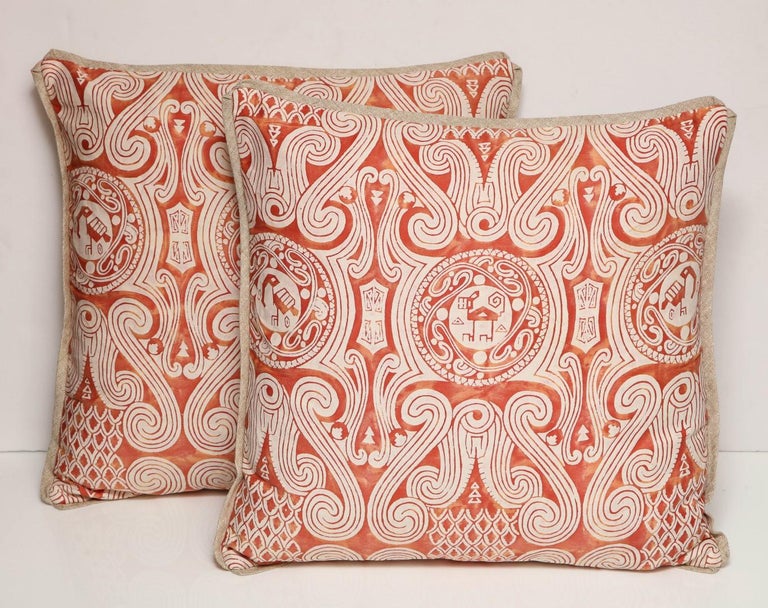 Pair of Fortuny Fabric Cushions in the Peruviano Incan Pattern For Sale ...