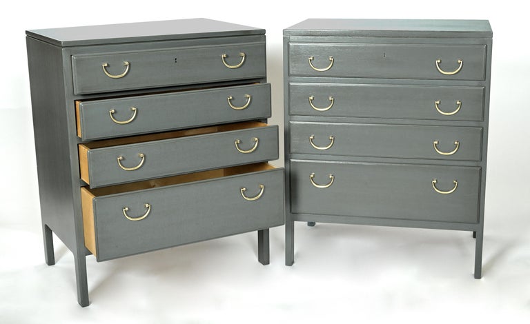 Pair of Four Drawer Painted Mahogany Chests Designed by David Rosen for ...