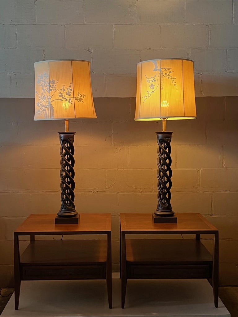 Pair of Frederick Cooper Helix Lamps For Sale at 1stDibs