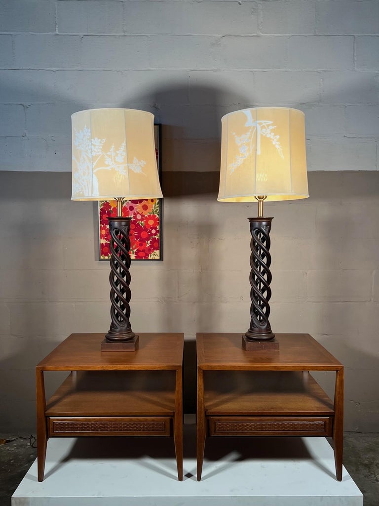 Pair of Frederick Cooper Helix Lamps For Sale at 1stDibs