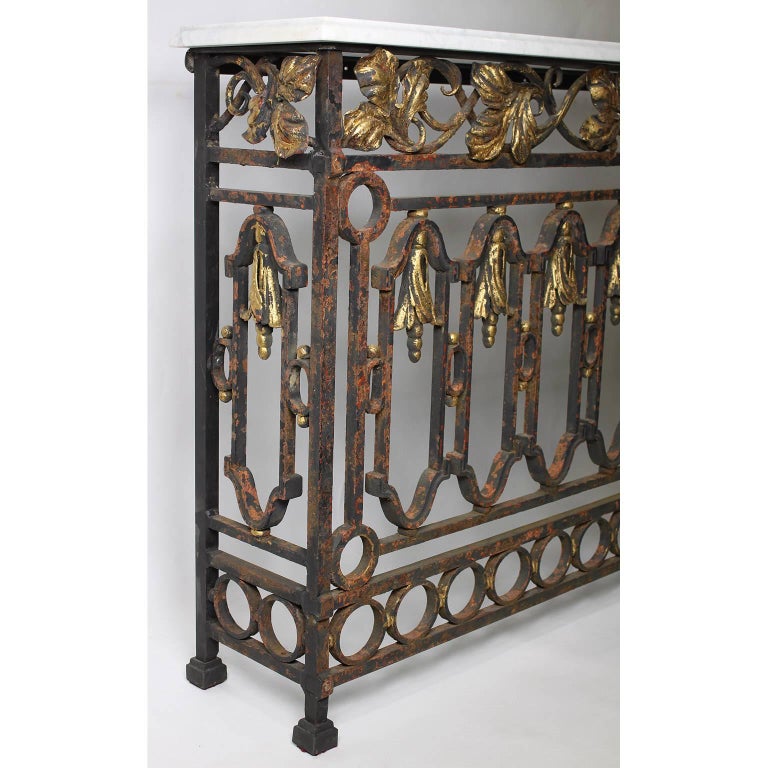 Pair of French, 19th Century Baroque Style Wrought Iron Wall Console ...