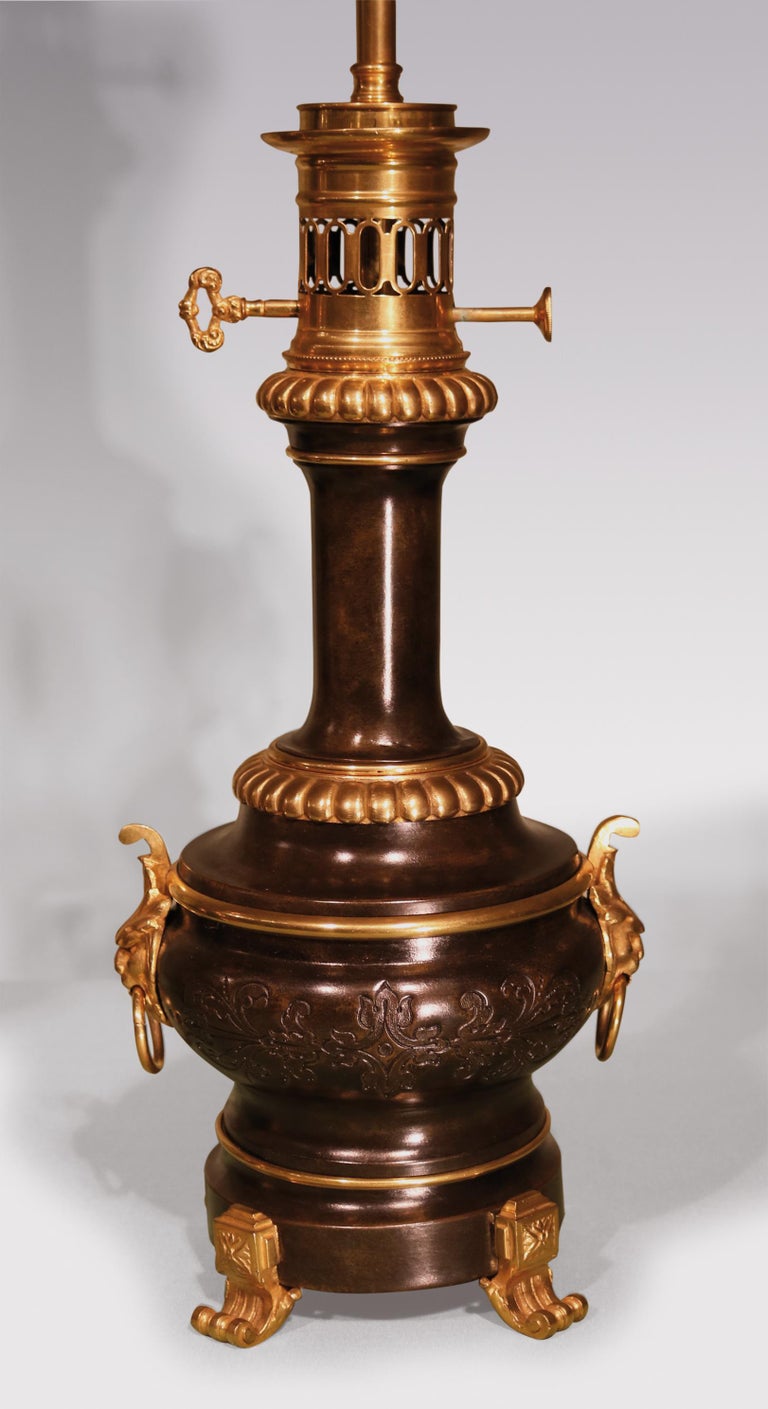 Pair of French 19th Century Moderateur Oil Lamps For Sale at 1stDibs