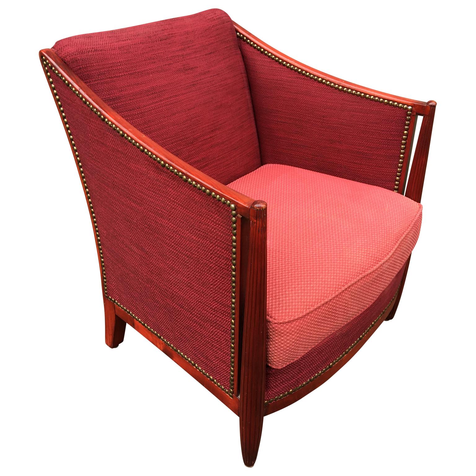 Pair of French Art Deco Lounge Chairs For Sale at 1stDibs