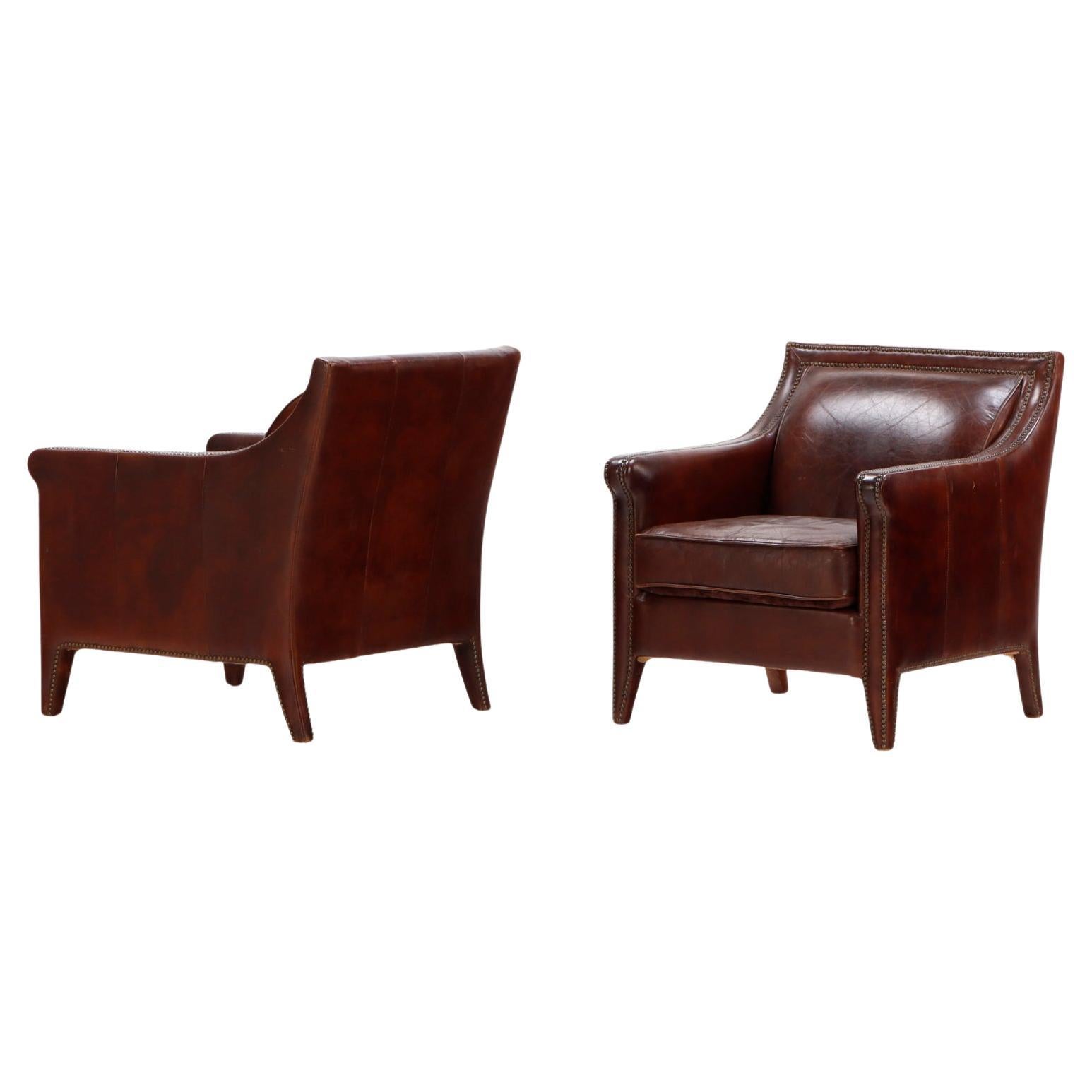 A Superb Pair of French, Leather Club Chairs, Havana Lounge Models ...