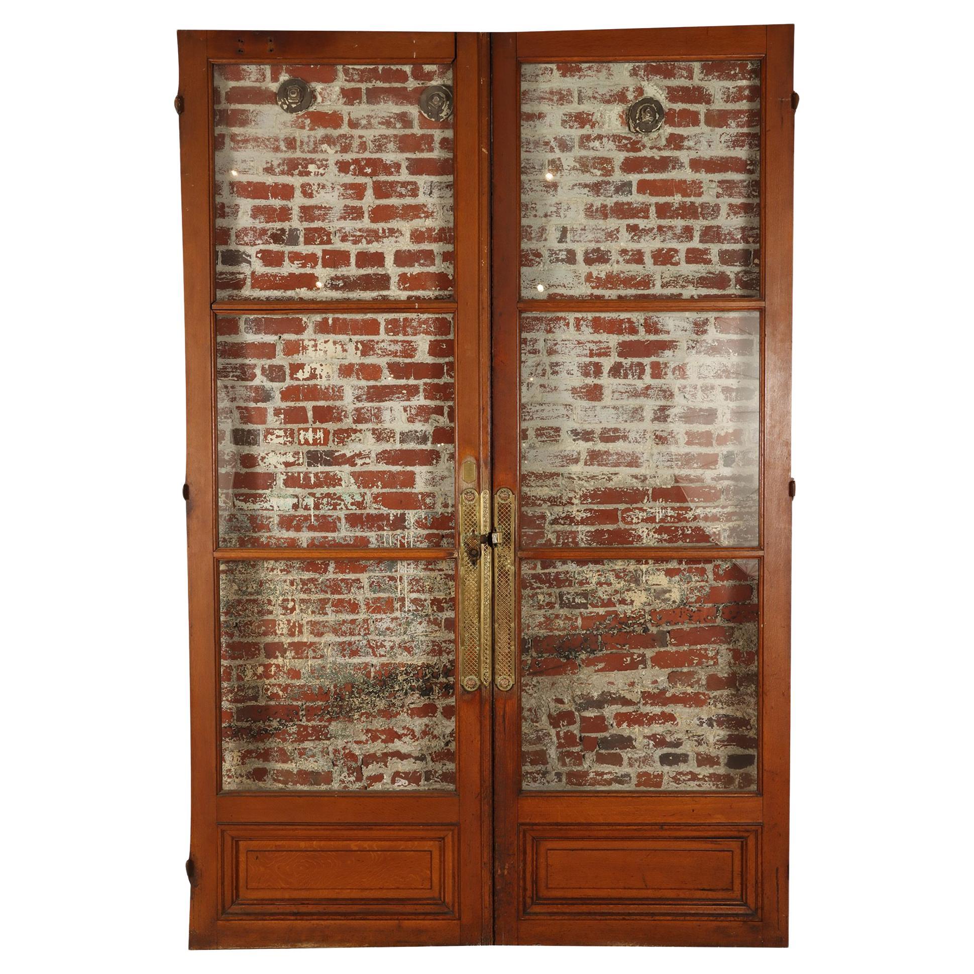 Set of Four Panel Oak Entry Doors with Beveled Glass, circa 1900 at 1stDibs