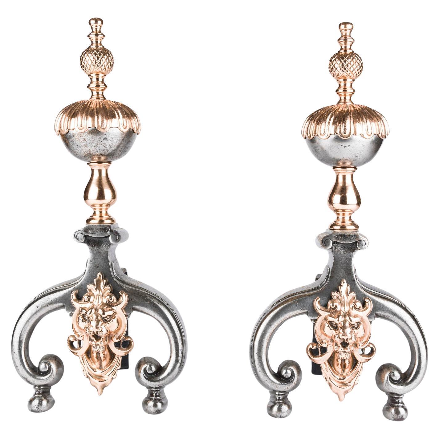 Wrought Iron Cresset Andirons, English, circa 1800 For Sale at 1stDibs ...