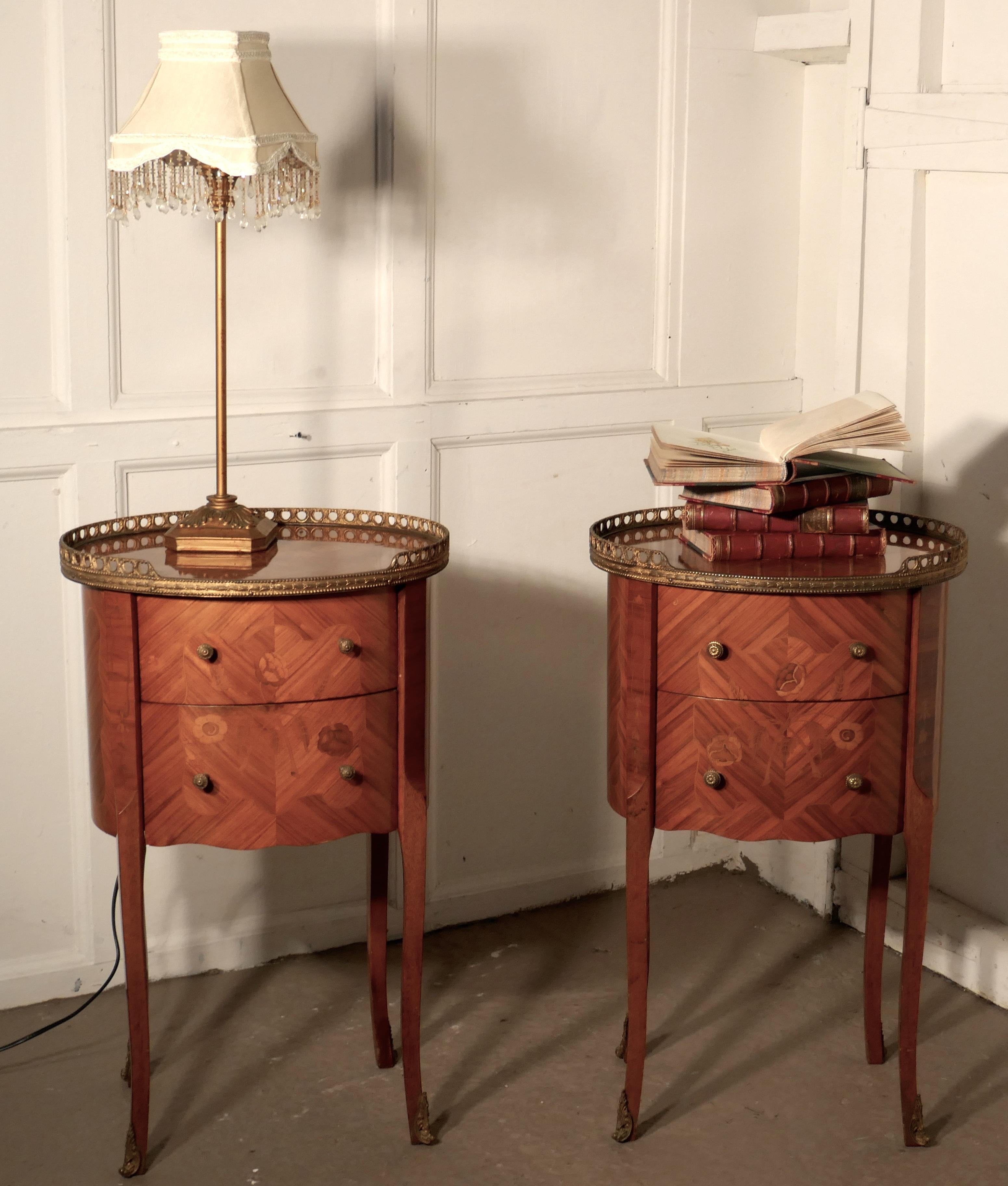 Pair of French Oval Inlaid Bedside Drawer Tables at 1stDibs | oval ...