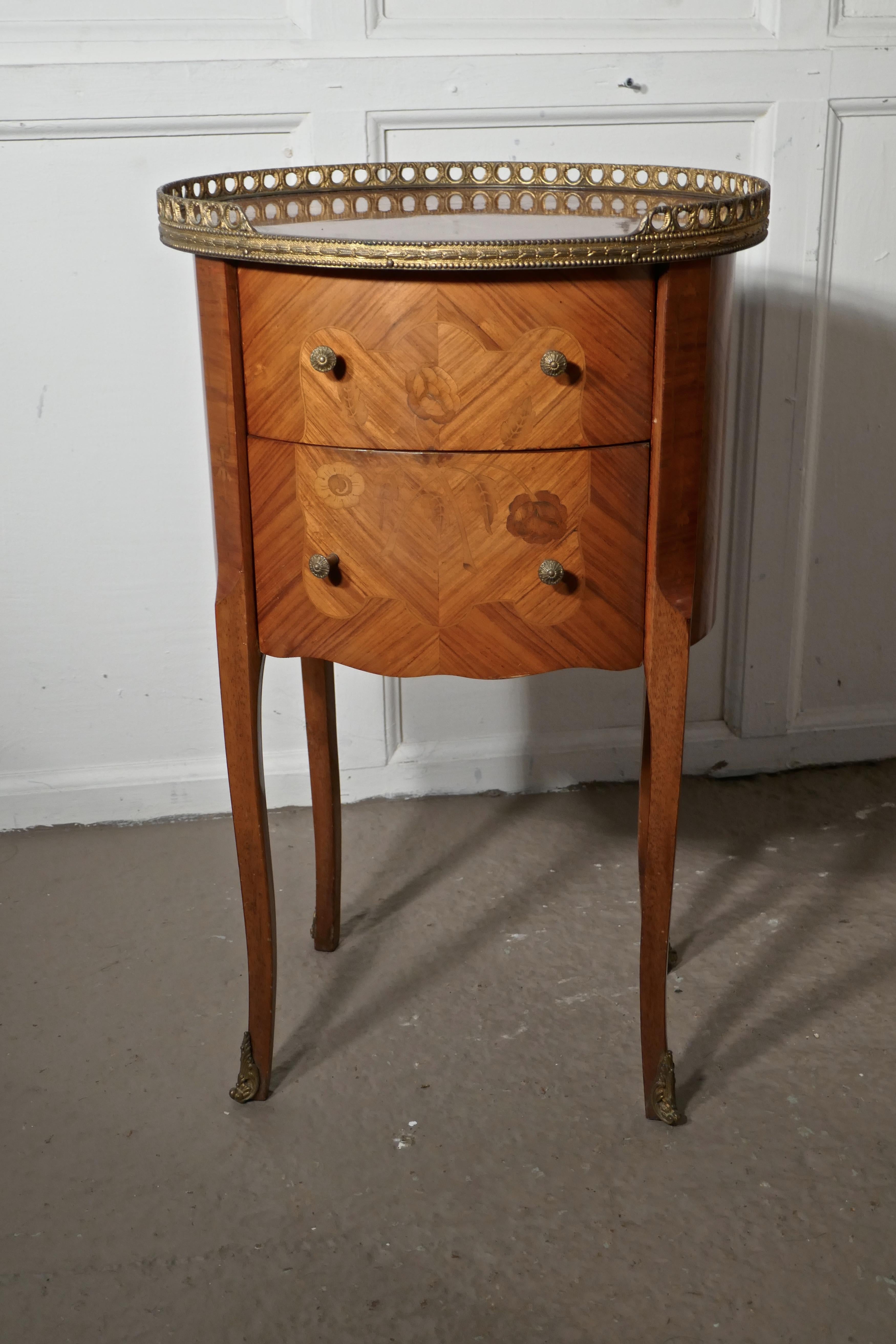 Pair of French Oval Inlaid Bedside Drawer Tables at 1stDibs | oval ...