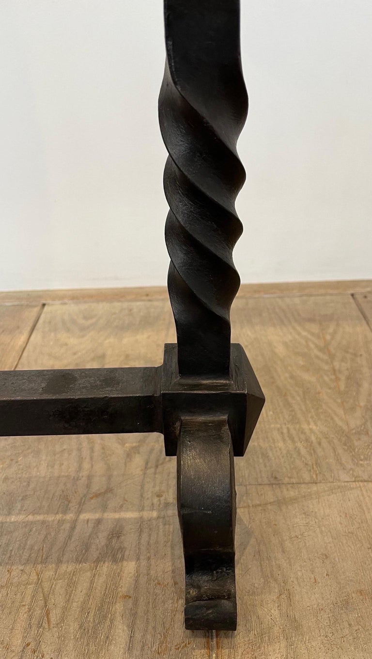 Pair of French Wrought Iron Adirons, 1940s For Sale at 1stDibs