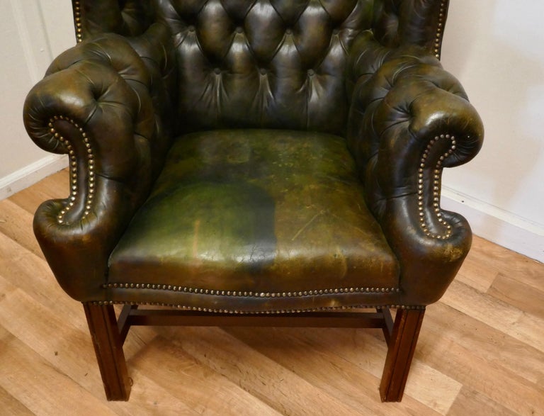 Pair of Gentleman’s Wing Back Leather Chesterfield Library Chairs For ...