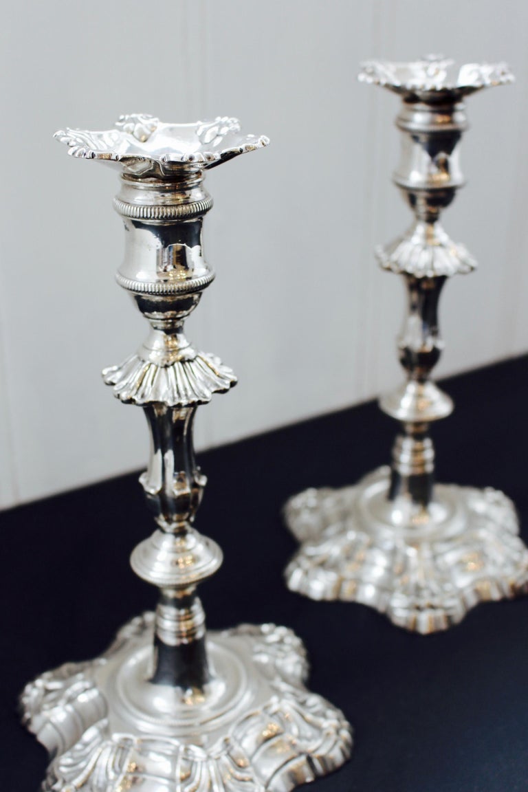 18th Century Pair of George II Silver Candlesticks at 1stDibs