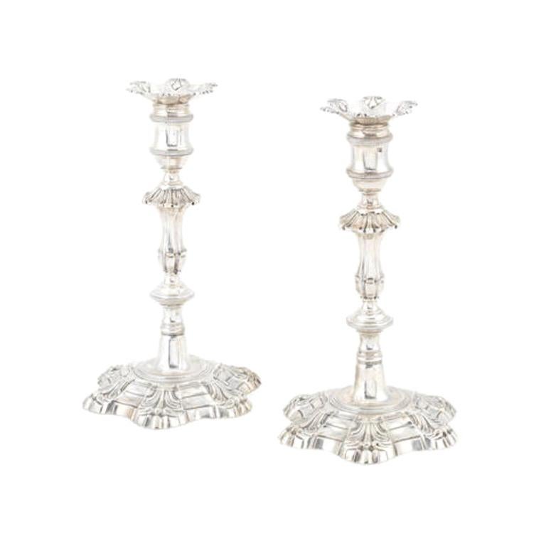 18th Century Pair of George II Silver Candlesticks at 1stDibs