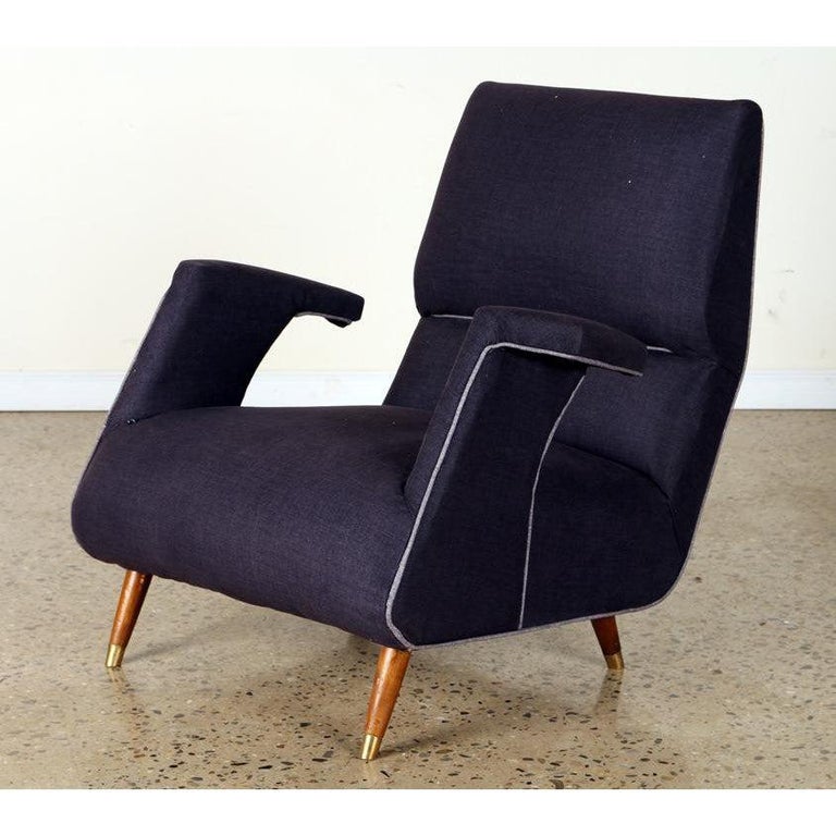 Pair of George Jetson Style Upholstered Club Chairs For Sale at 1stDibs