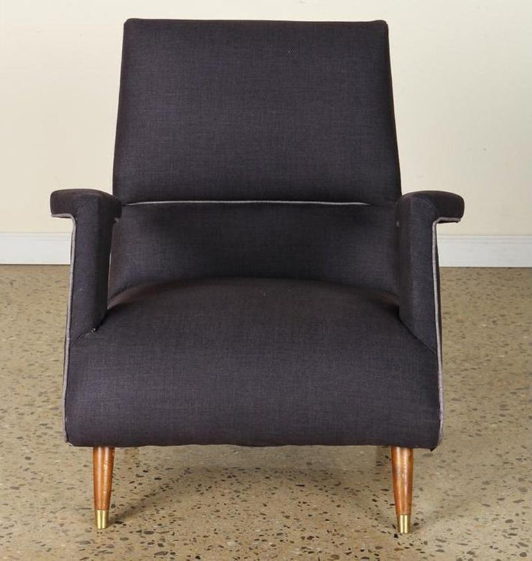 Pair of George Jetson Style Upholstered Club Chairs For Sale at 1stDibs