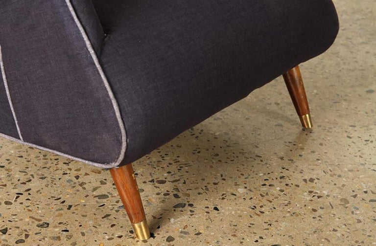 Pair of George Jetson Style Upholstered Club Chairs For Sale at 1stDibs