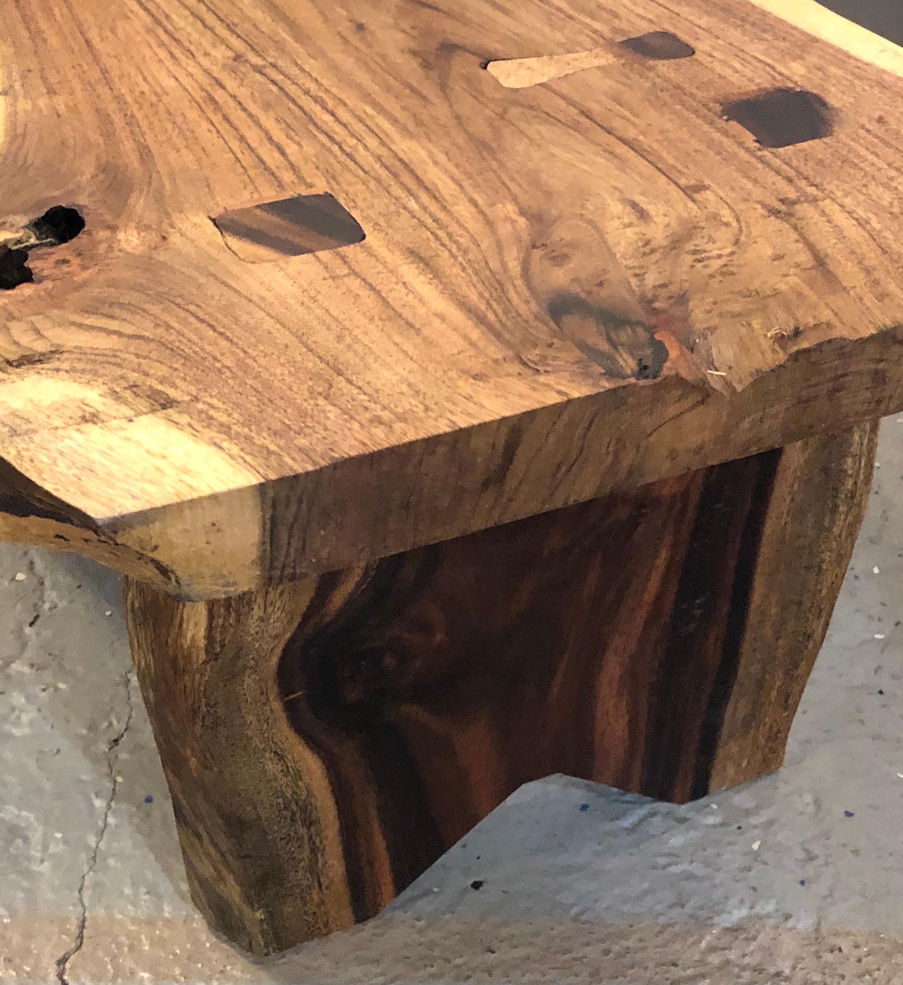 Pair of George Nakashima Style Slab Tree Bark Benches or Tables at ...