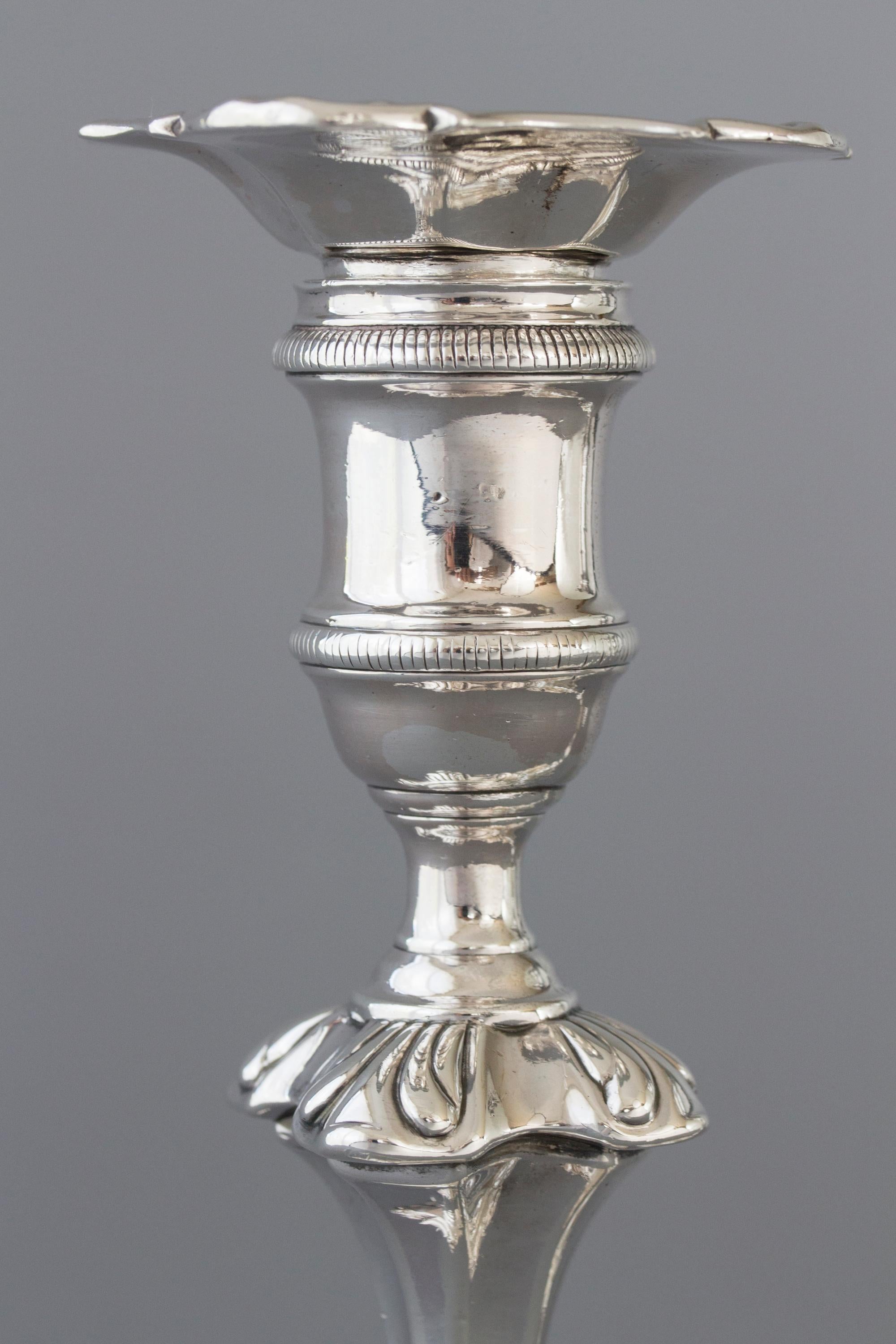 A Pair of Georgian Cast Silver Candlesticks, London 1752 For Sale at ...