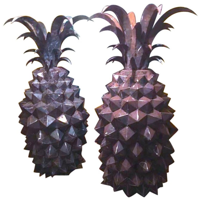 A Pair Of Giant Steel Pineapples Sculptures For Sale at 1stDibs