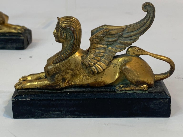 Pair of Gilt Bronze Grand Tour Winged Sphinxes on Ebonized Bases For ...