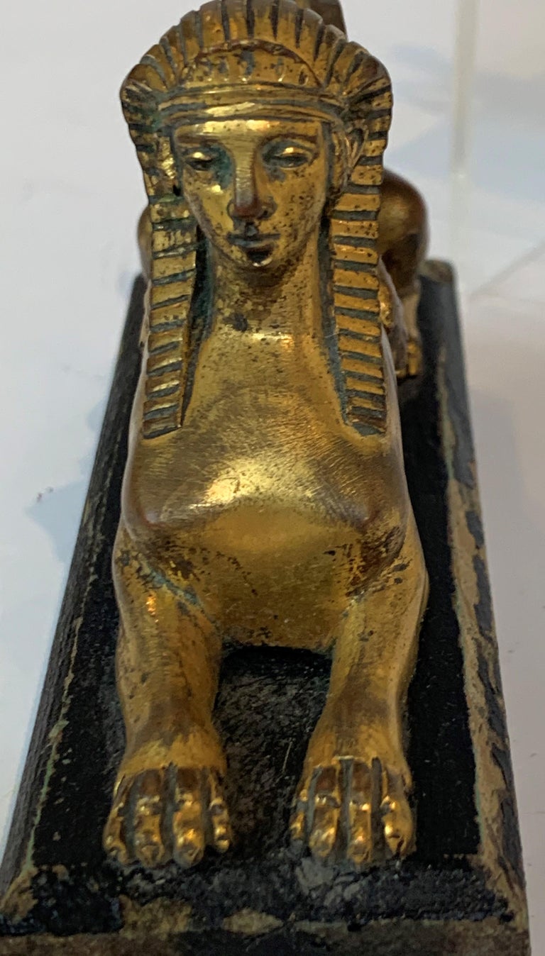 Pair of Gilt Bronze Grand Tour Winged Sphinxes on Ebonized Bases For ...