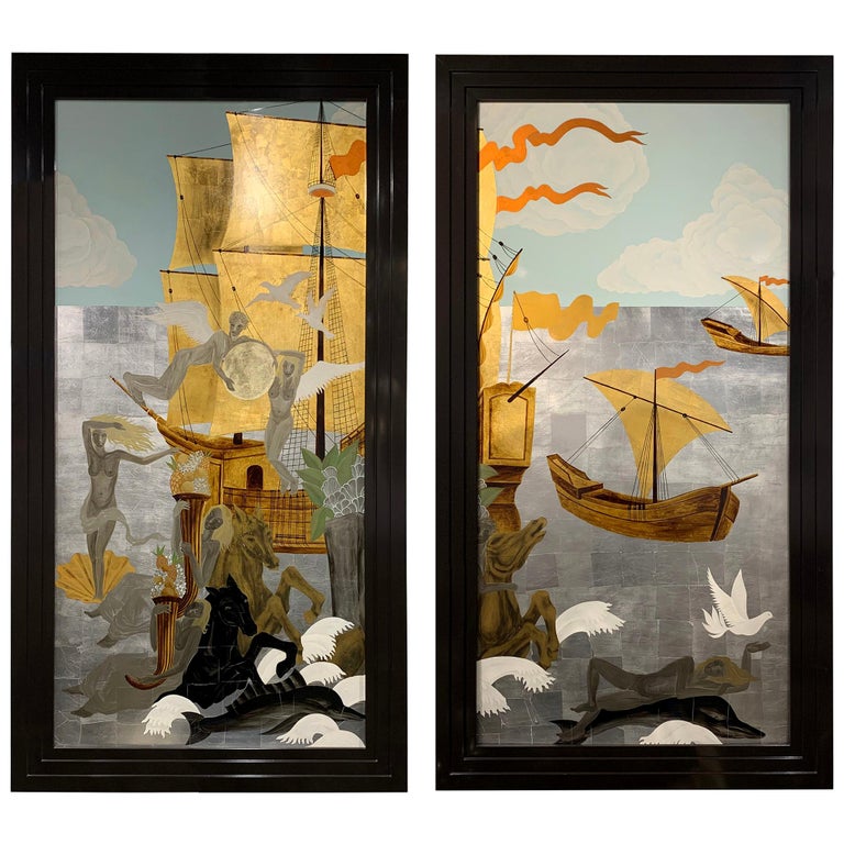 Pair of Gilt French Panels For Sale at 1stDibs