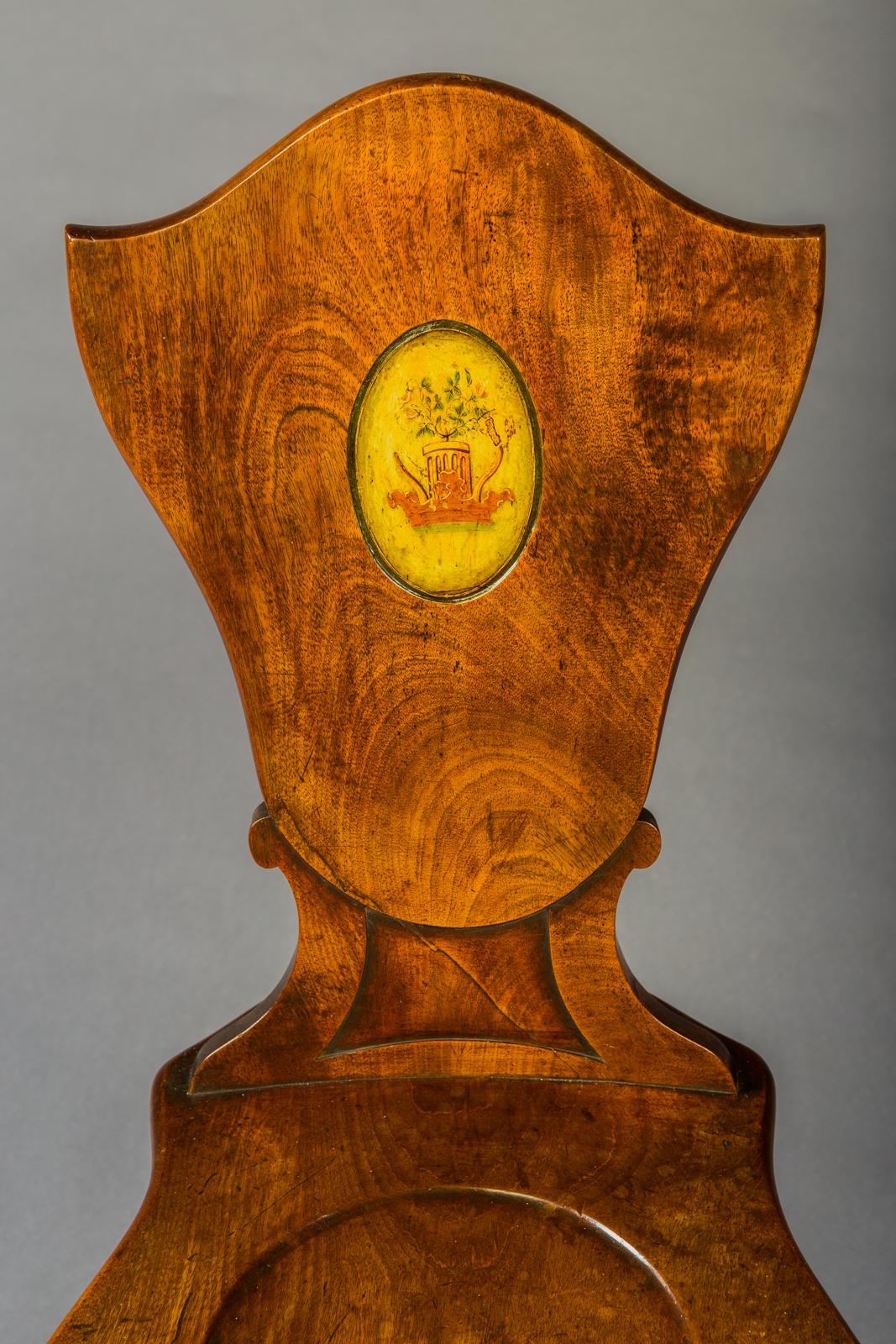 Pair of Goerge III Mahogany Hall Chairs For Sale at 1stDibs