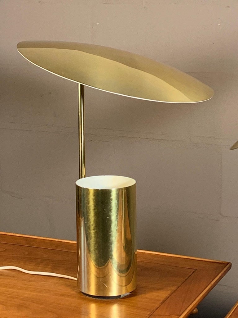 Pair of Gold George Nelson Koch Lowy Table Lamps with Adjustable Shades ...