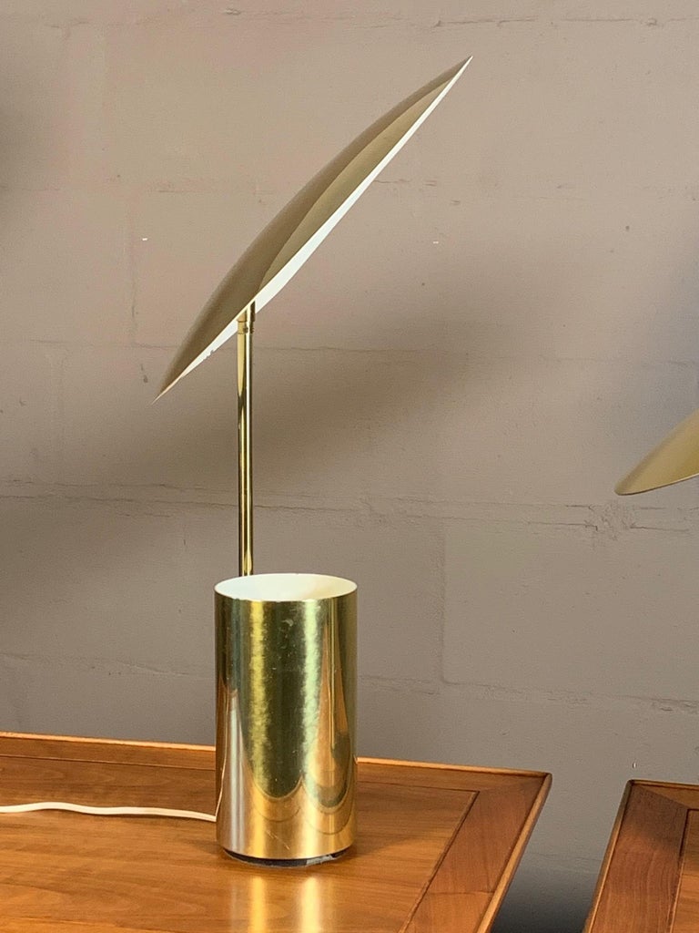 Pair of Gold George Nelson Koch Lowy Table Lamps with Adjustable Shades ...