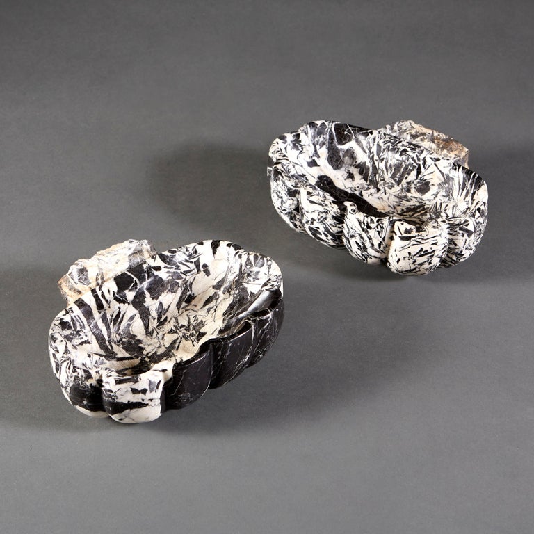 Pair of Grand Antique Marble Scallop Shell Basins at 1stDibs
