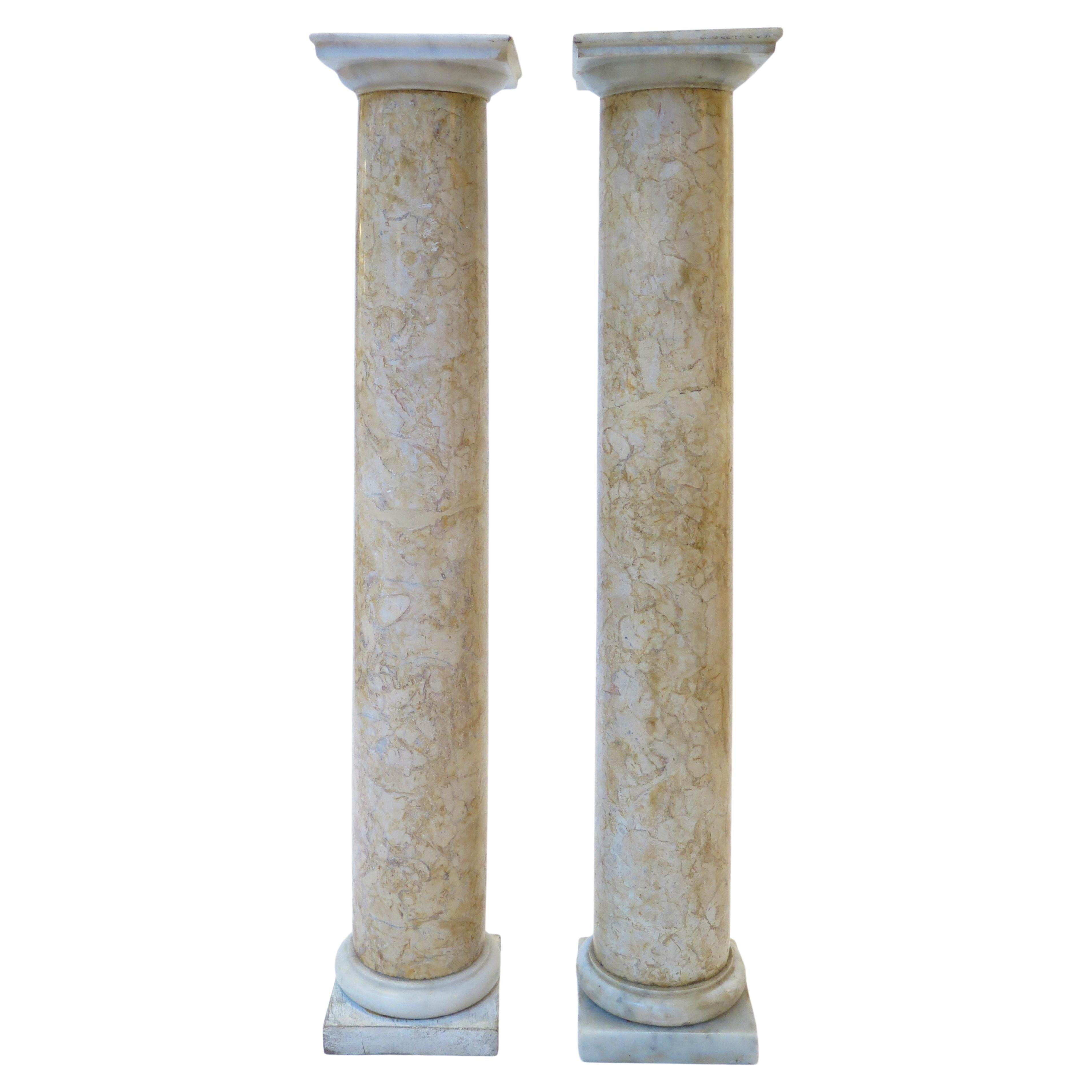 Pair of Italian Neoclassical Giltwood and Polychrome Columns For Sale ...