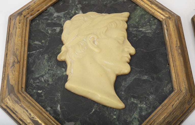 Pair of Grand Tour Marble Relief Portraits of Roman Emperors in Profile ...