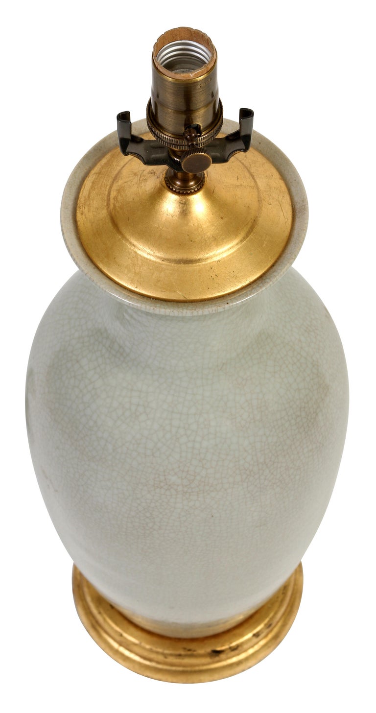 Pair of Gray Crackle Ceramic Lamps at 1stDibs