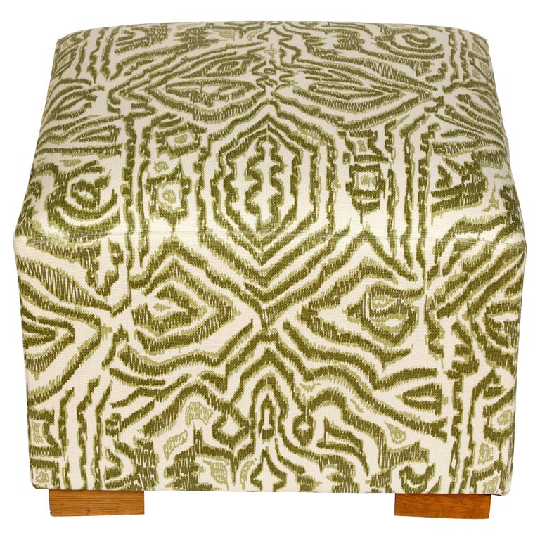 Pair of Green Custom Fabric Stools at 1stDibs