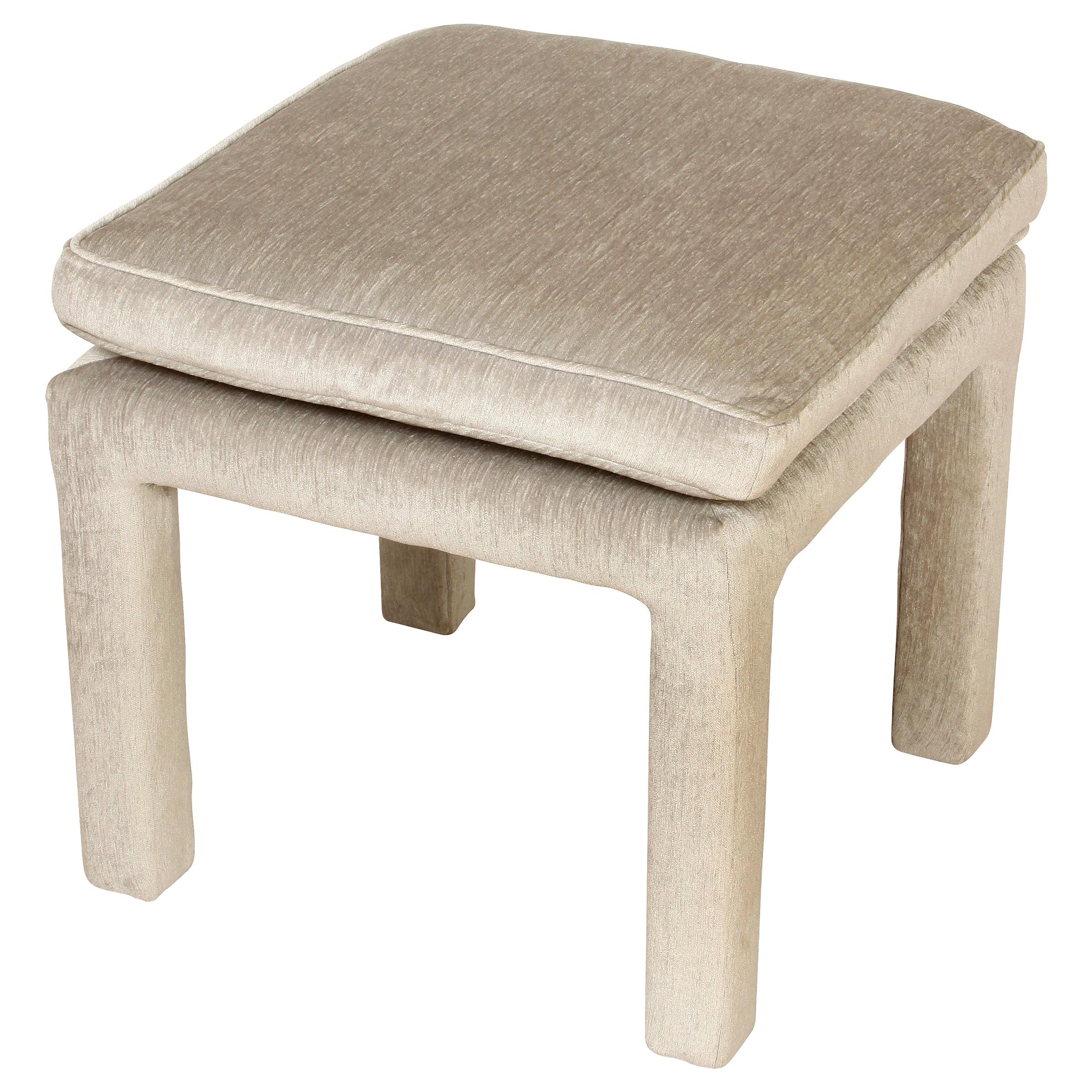 Pair of Grey Velvet Parsons Style Stools at 1stDibs