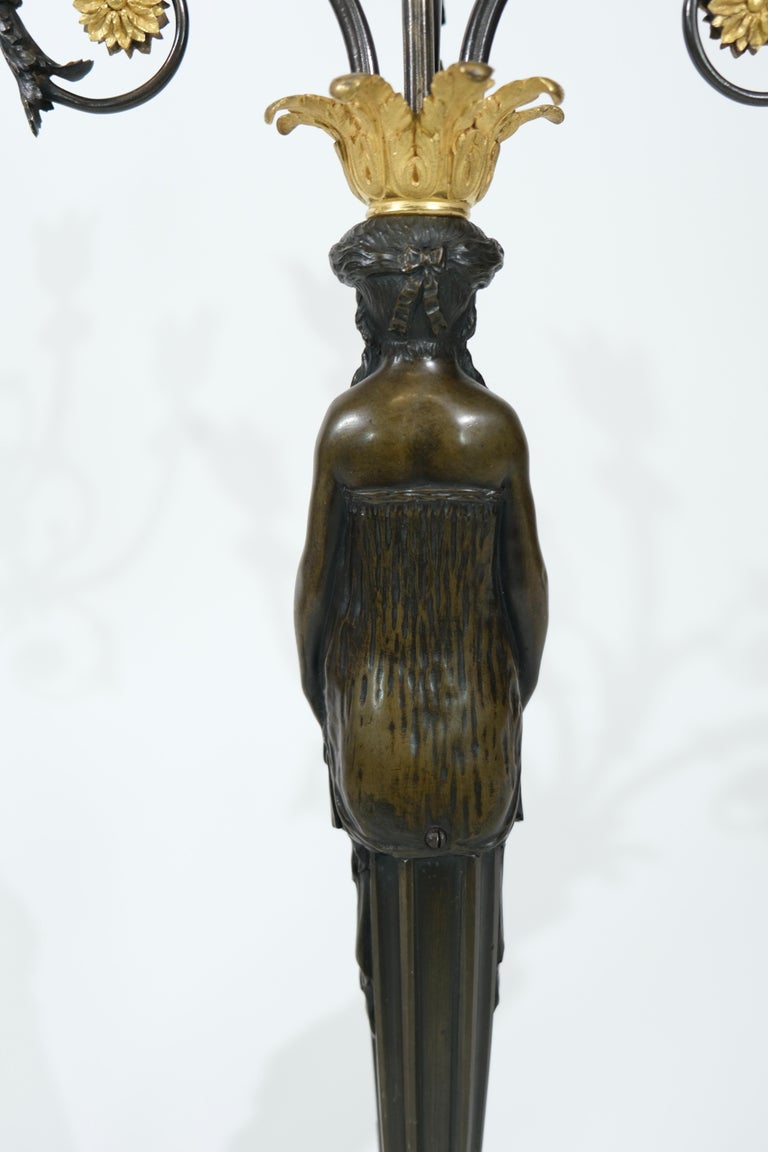 Pair of Impressive 4 Light Empire Candelabra For Sale at 1stDibs