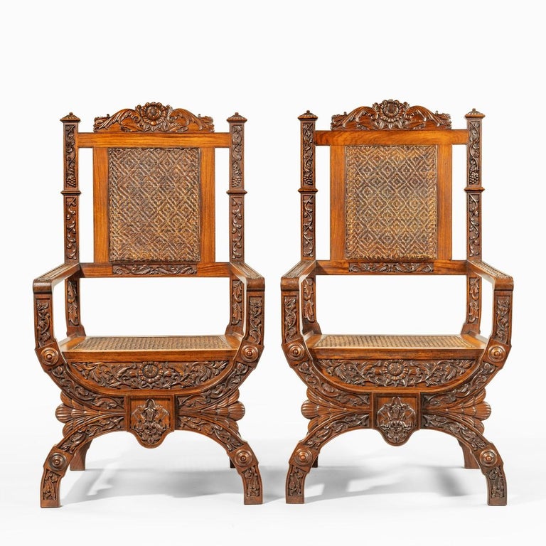 Pair of Indian Throne Chairs, Carved with the Arms of the Kingdom of ...
