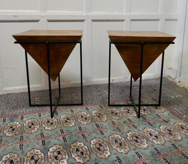 Pair of Inverted Pyramid Occasional Tables For Sale at 1stDibs