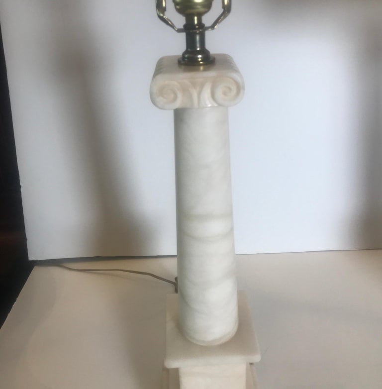 Pair of Italian Marble Column Lamps For Sale at 1stDibs