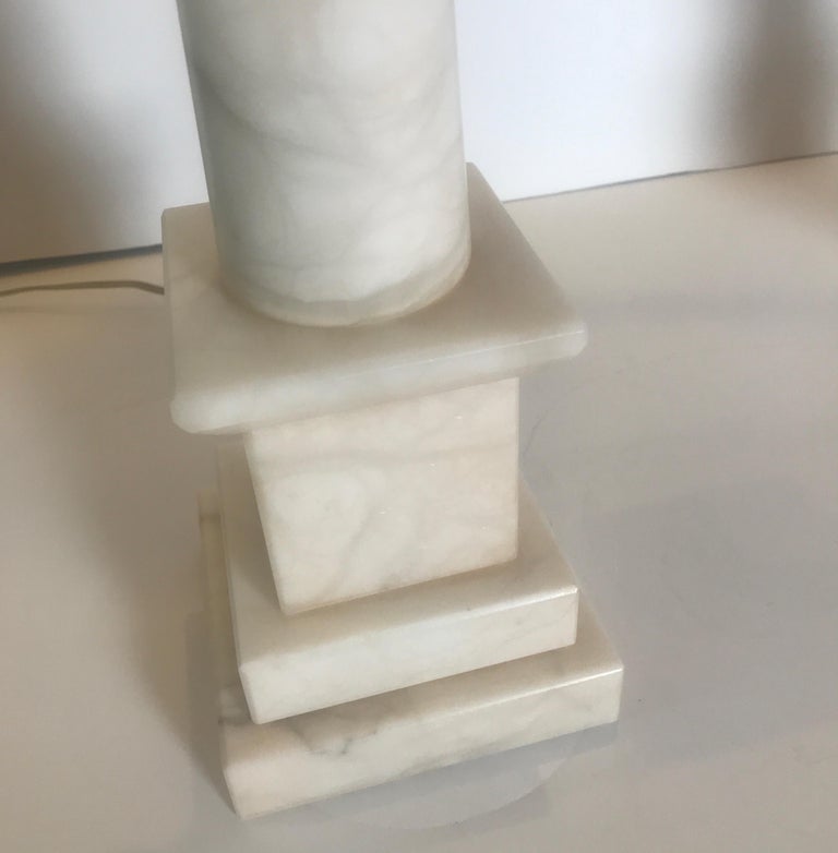 Pair of Italian Marble Column Lamps For Sale at 1stDibs
