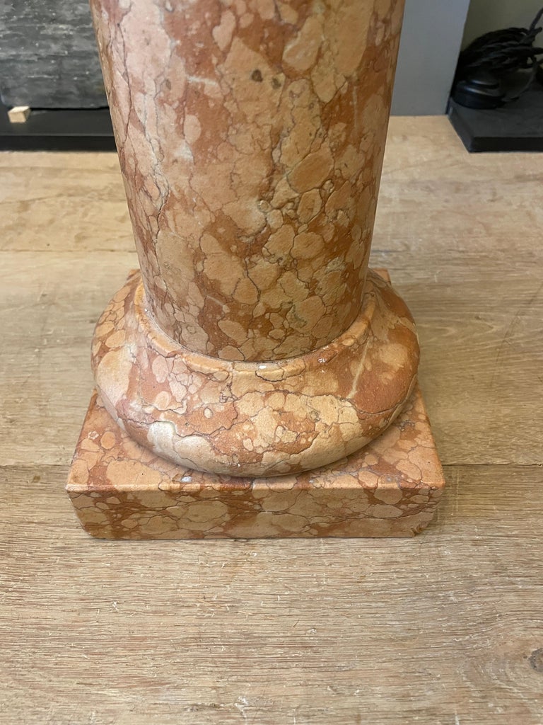 Pair of Italian Pedestals in Rossa Verona Marble For Sale at 1stDibs
