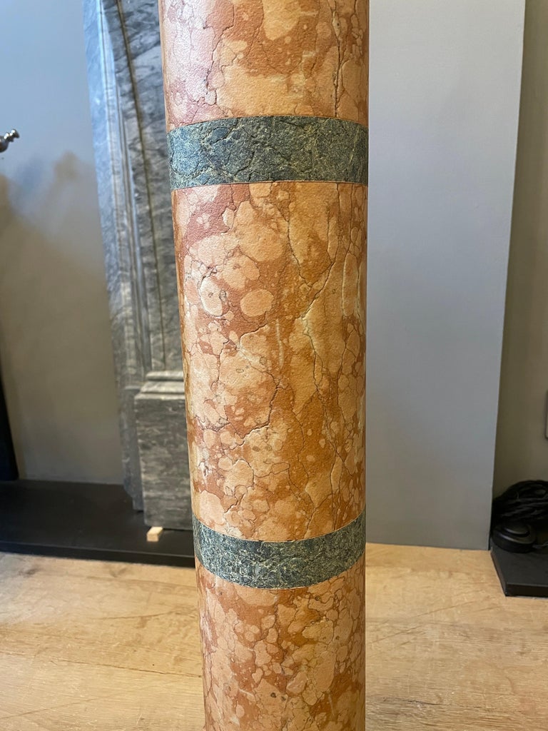 Pair of Italian Pedestals in Rossa Verona Marble For Sale at 1stDibs